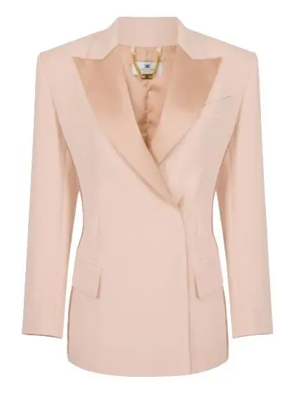 Elisabetta Franchi Double-breasted Peak-lapel Blazer - Nude