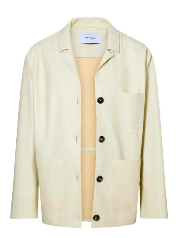 YVES SALOMON Leather Button Jacket - White