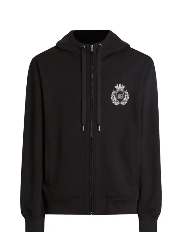Dolce & Gabbana Logo-embellished Zip-up Hoodie - Black