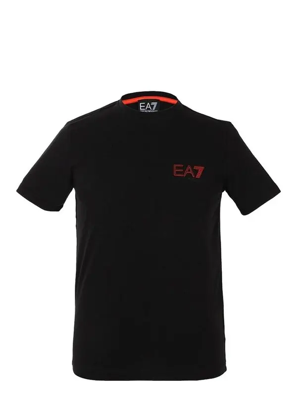 EA7 Logo Round-necked T-shirt - Black