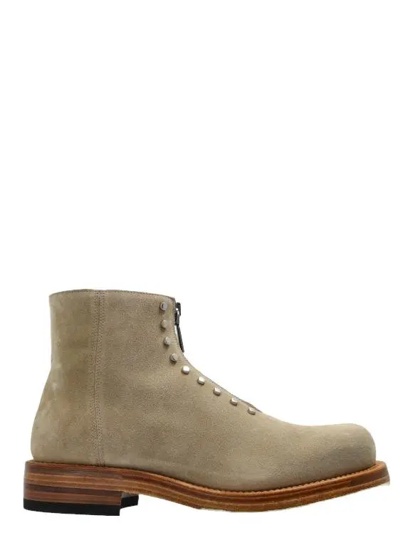 Alexander McQueen Studded Zip Ankle Boots - Beige