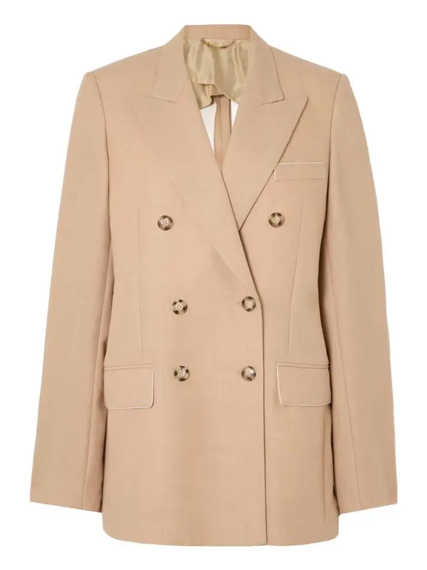 Victoria Beckham Wool-blend Double-breasted Blazer - Beige