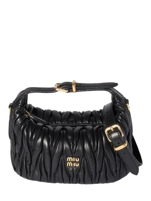 Miu Miu Matelassé Nappa Leather Pochette - Black