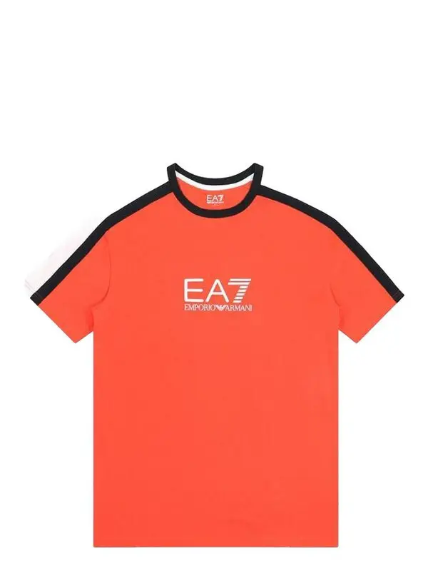 EA7 Logo Printed T-shirt With Round Neck - Orange