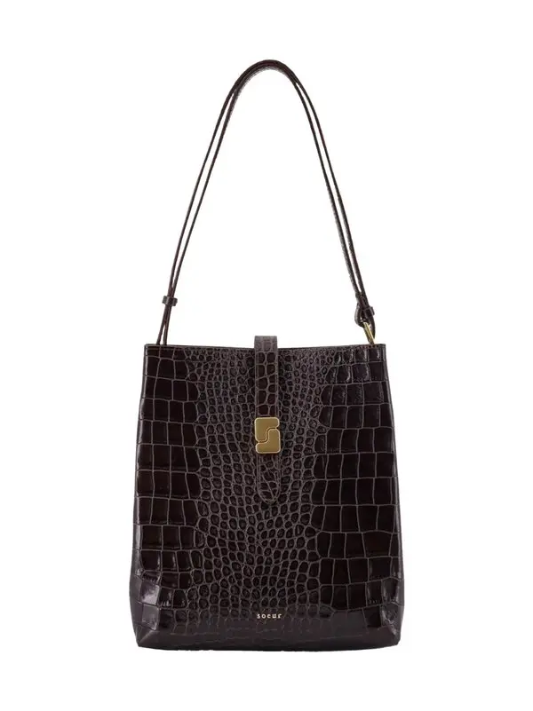 Soeur Bello Embossed Shoulder Bag - Black