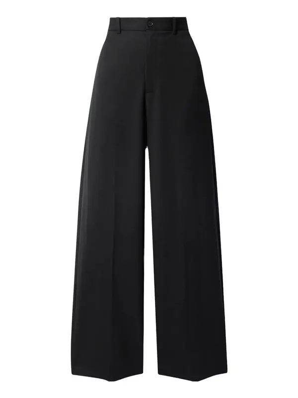 NILI LOTAN Wide-leg Wool Twill Casual Pants - Black