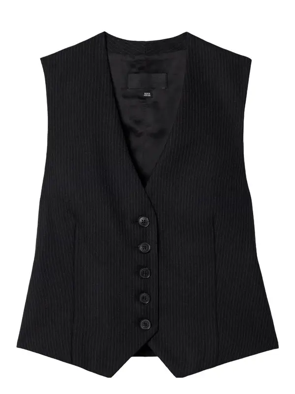 NILI LOTAN Angelina Pinstripe Vest - Black