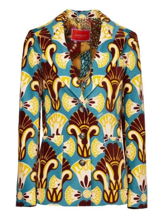 La DoubleJ Graphic Print Single-breasted Blazer - Light Blue