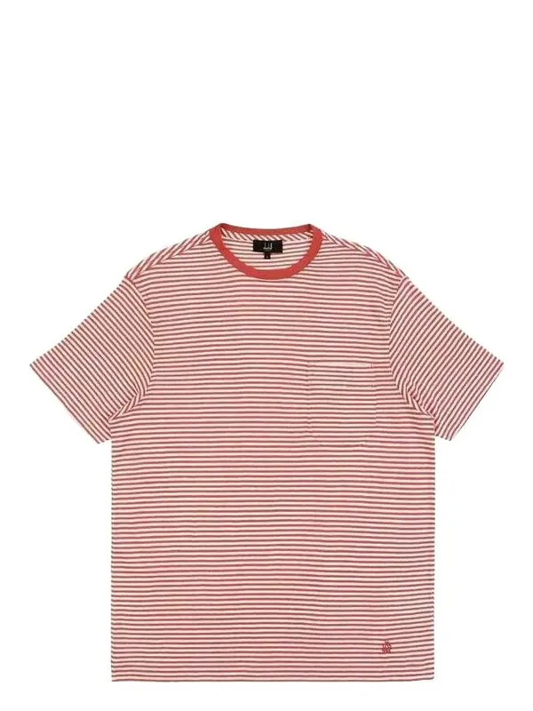Dunhill Round Collar Striped T-shirt - Red