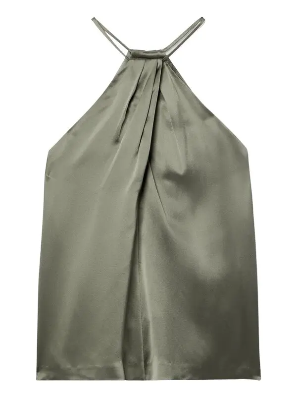 NILI LOTAN Edwige Pleated Halterneck Camisole - Gray