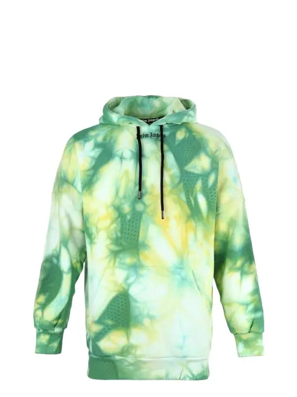 Palm Angels Tie-dye Logo Print Hoodie - White