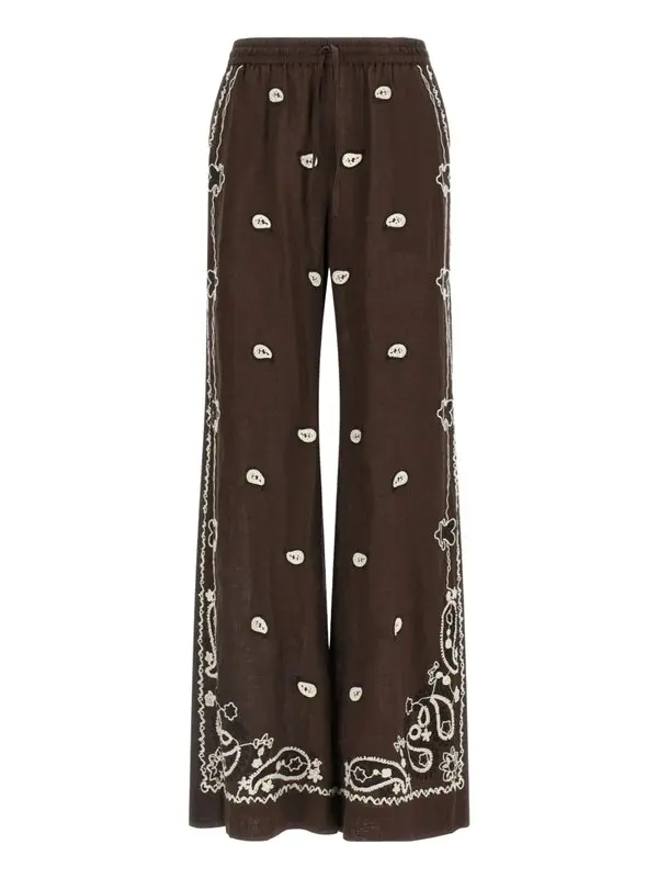 P.a.r.o.s.h Wide Leg Bandana Print Pants - Brown