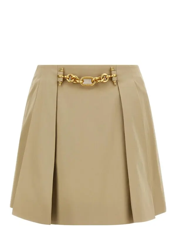 Balmain Pleated Chain Mini Skirt - Beige