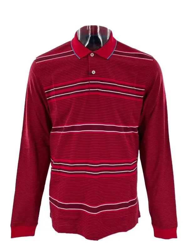 Dunhill Striped Long-sleeved Polo Shirt - Red