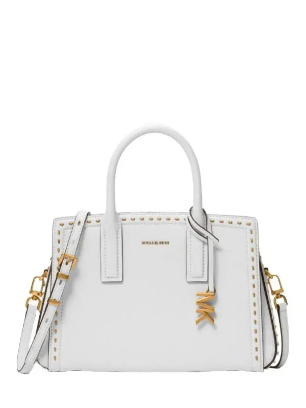 Michael Kors Laila Small Studded Satchel Bag - White