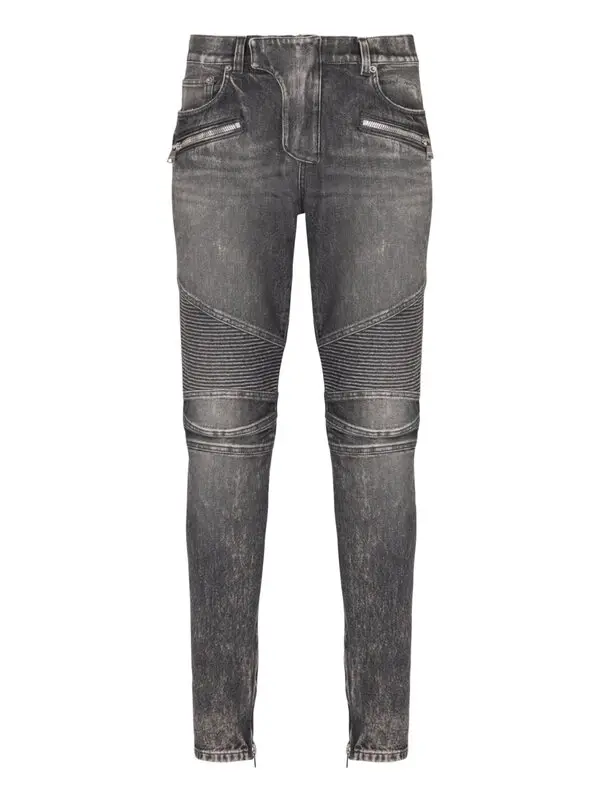 Balmain Slim-fit Biker Jeans - Grey