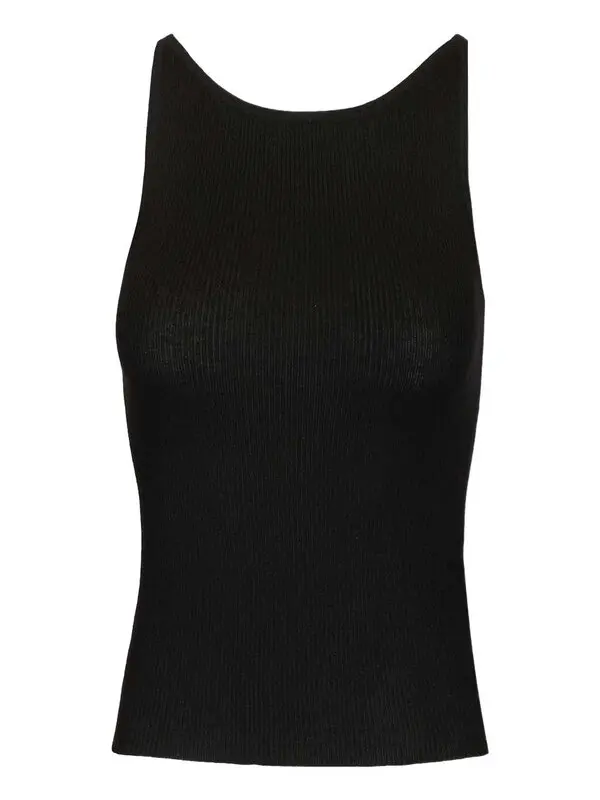 LISA YANG Lynette Ribbed Slim Tank Top - Black