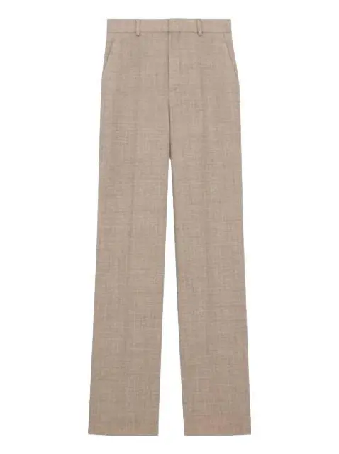 Saint Laurent High-waisted Wool Tailored Pants - Nude
