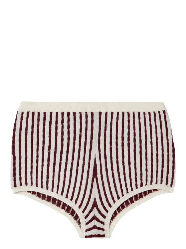 FRAME Striped Cashmere And Silk Blend Shorts - White