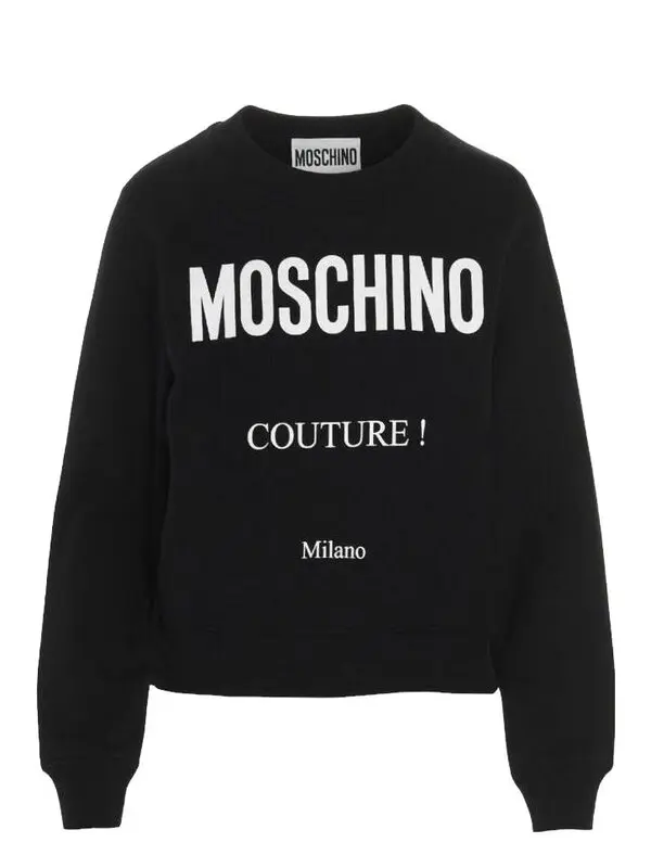 Moschino Couture! Milano" Printed Crewneck Sweatshirt - Black