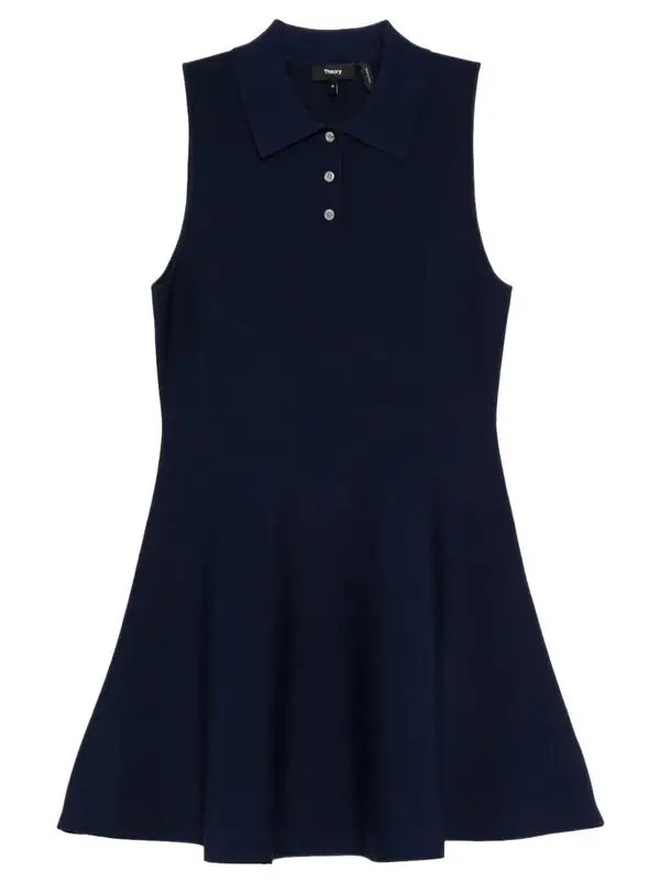 Theory Polo-collar A-line Dress - Navy Blue