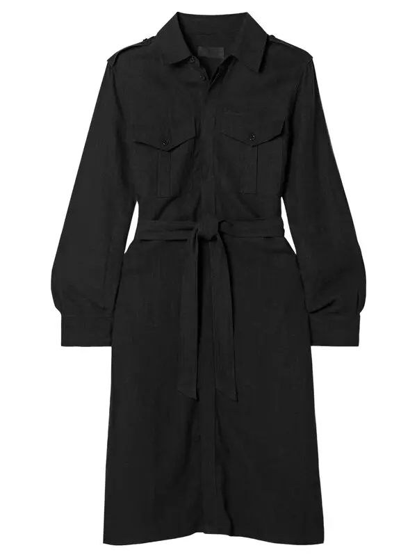 NILI LOTAN Marcia Midi Shirt Dress With Belt - Black