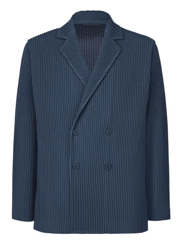 Issey Miyake Homme Plissé Double-breasted Pleated Jacket - Manarola Boat Navy