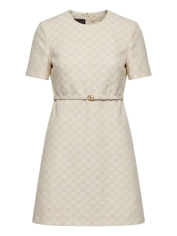 Gucci Gg Cotton Gabardine Dress - Beige