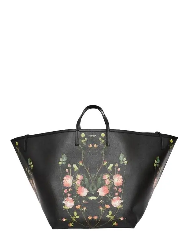 Burberry Floral Print Logo Tote Bag - Black