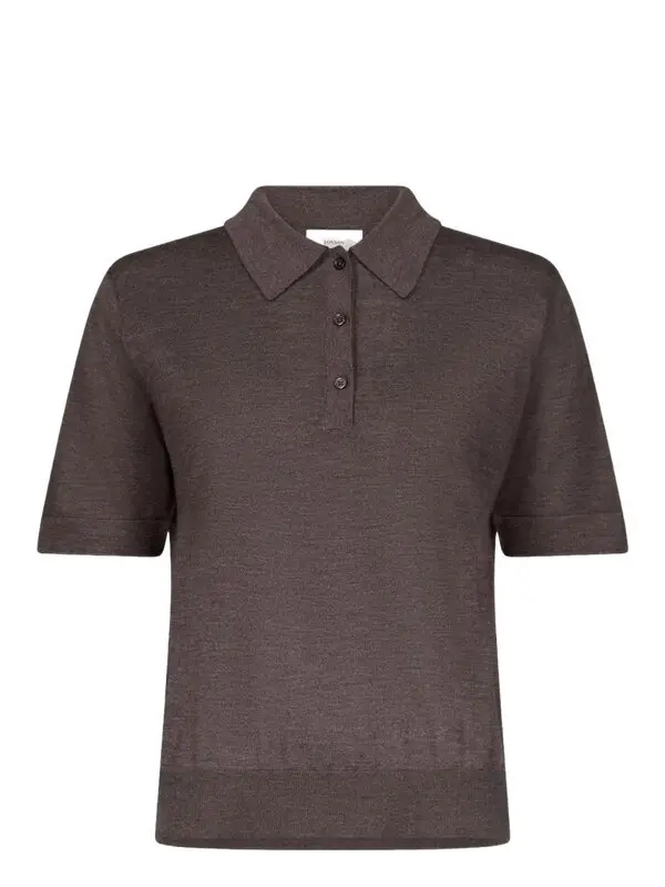 Loulou De Saison Migo Polo Knitted Top - Brown Melange