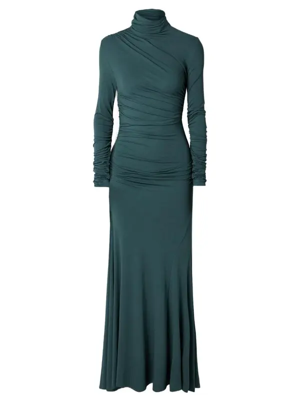 Tove Ruched Stretch-jersey Maxi Dress - Blue-green