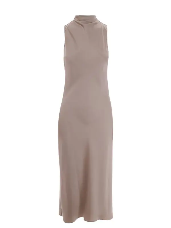 Patrizia Pepe Cutout Halterneck Midi Dress - Cloud Gray