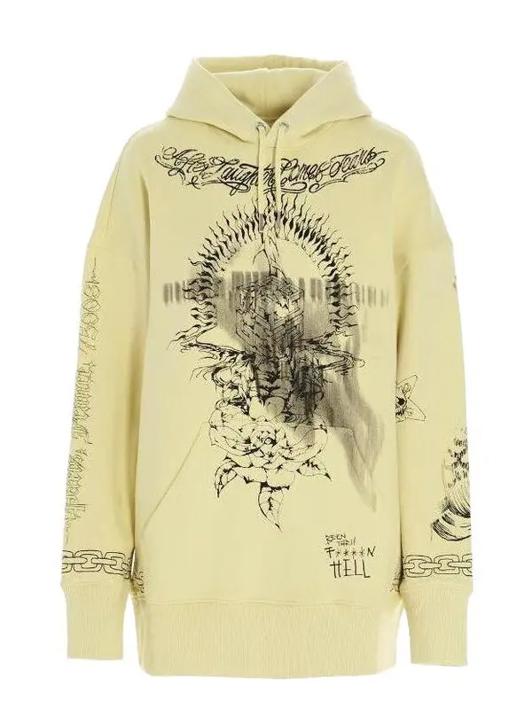 Givenchy Graphic Printed Cropped Hoodie - Light Lemon Yellow