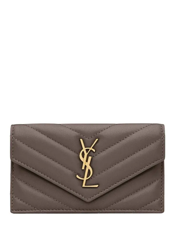 Saint Laurent Cassandre Matelassé Leather Wallet - Brown