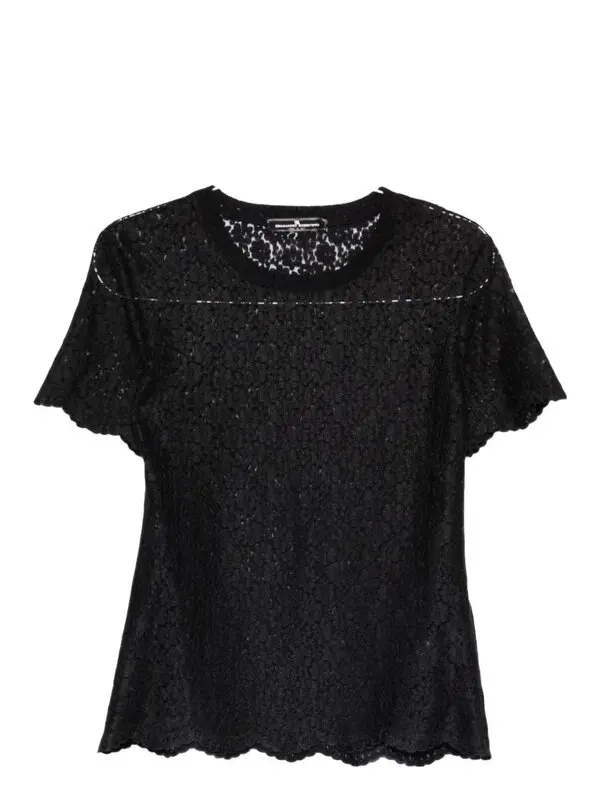 Ermanno Scervino Short-sleeved Lace T-shirt - Black