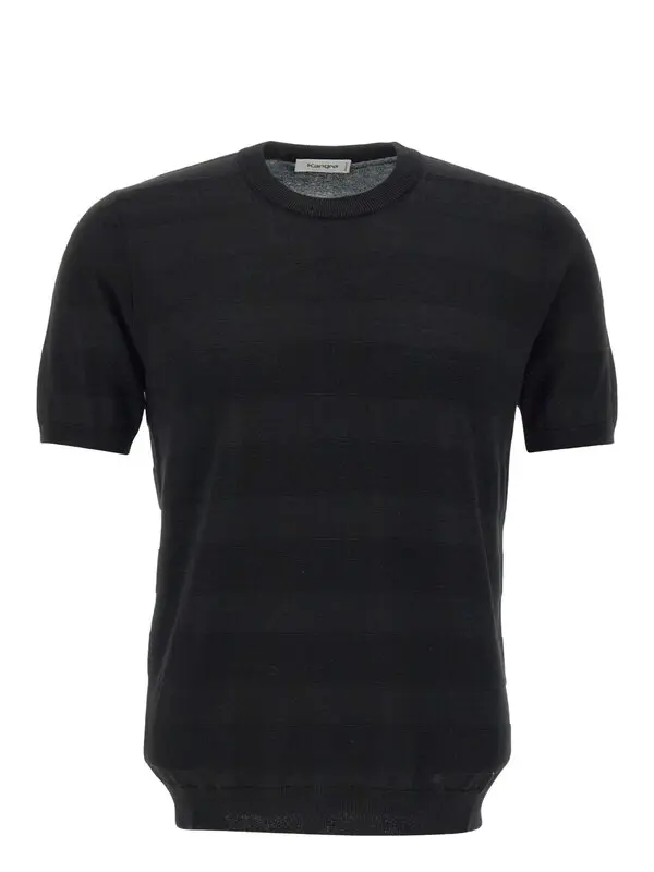 KANGRA Ribbed Knit T-shirt - Black