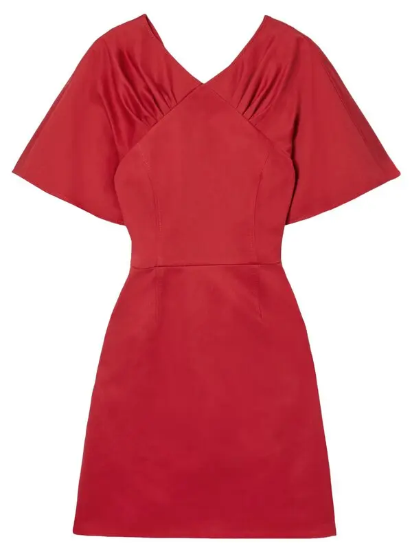 Carolina Herrera Pleated Mini Dress - Wine Red