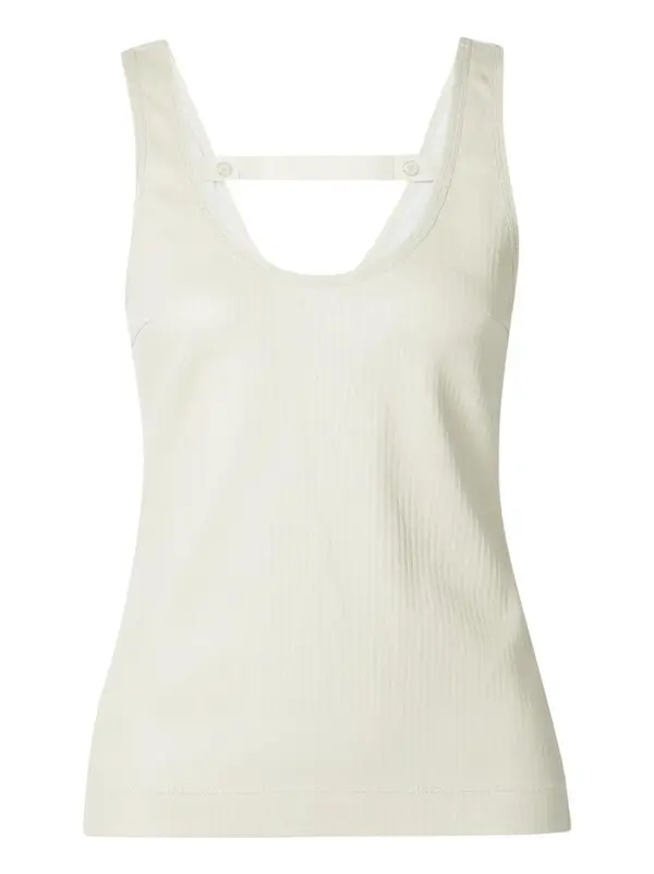Givenchy Paneled Ribbed Leather And Stretch-cotton Jersey Tank - Off-white/white