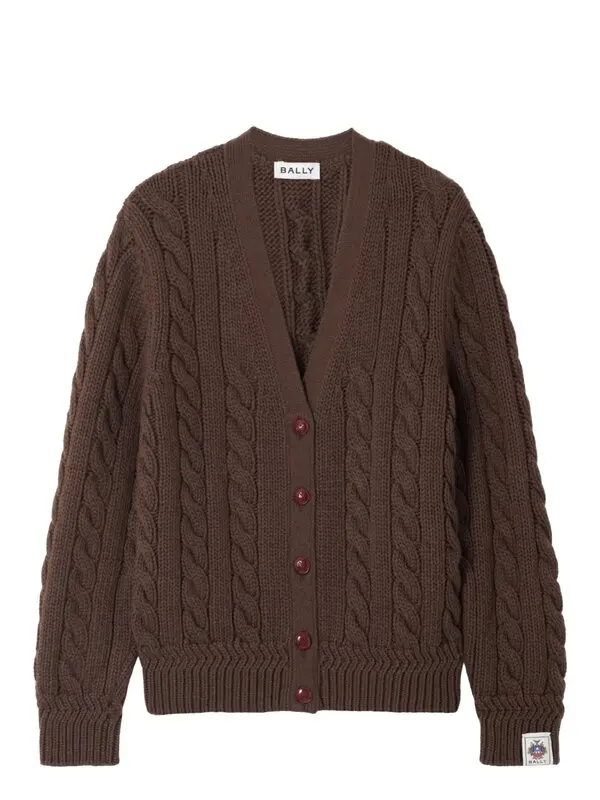 Bally Cable-knit Wool Cardigan - Brown
