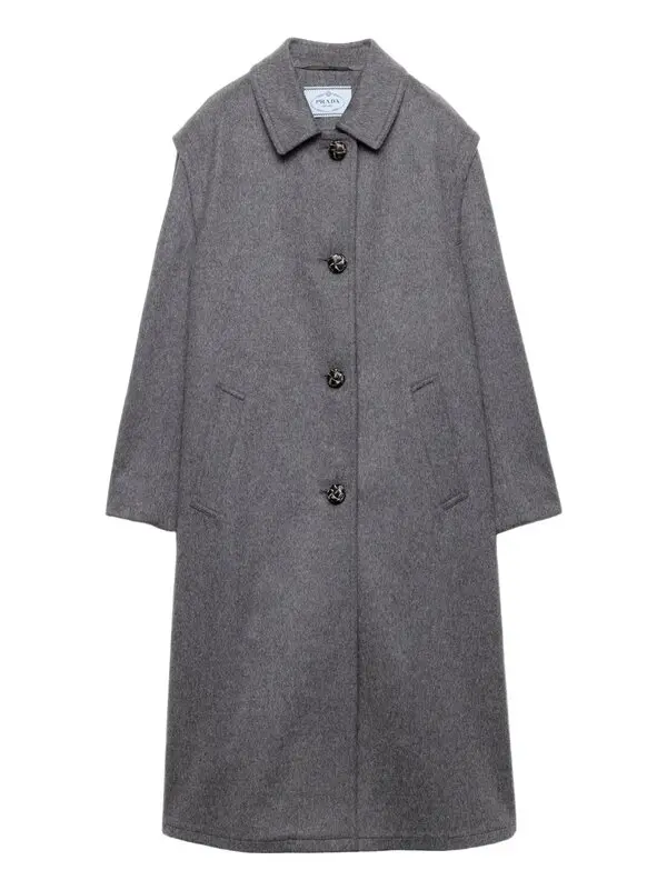 Prada Single-breasted Loden Cloth Coat - Slate Grey