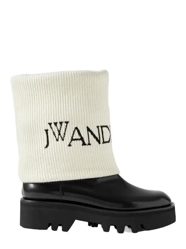 J.W.ANDERSON Fisherman Ankle Boots With Wool Jacquard Trim - Black