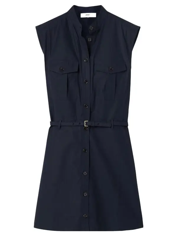 FRAME Cotton Poplin Mini Shirt Dress - Navy Blue