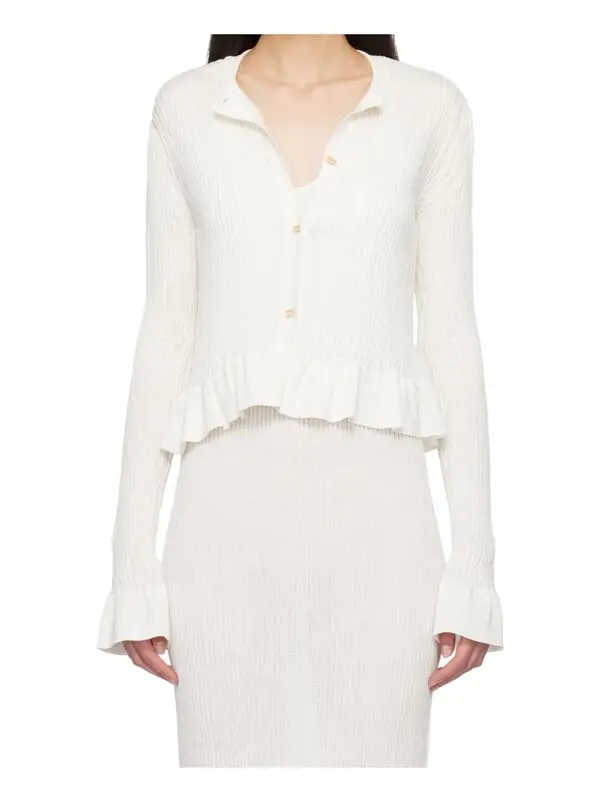 JIL SANDER Long-sleeved Ruffled Cardigan - Bright White