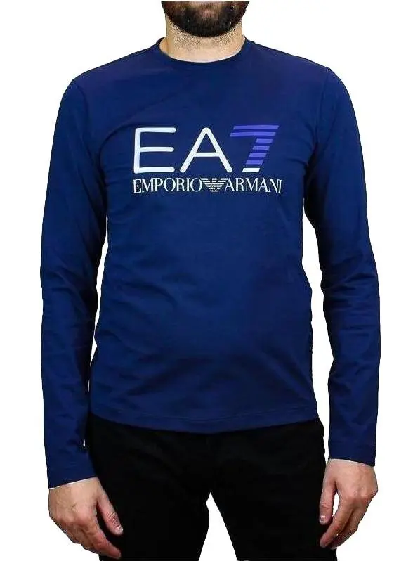 EA7 Navy Round-necked T-shirt - Blue