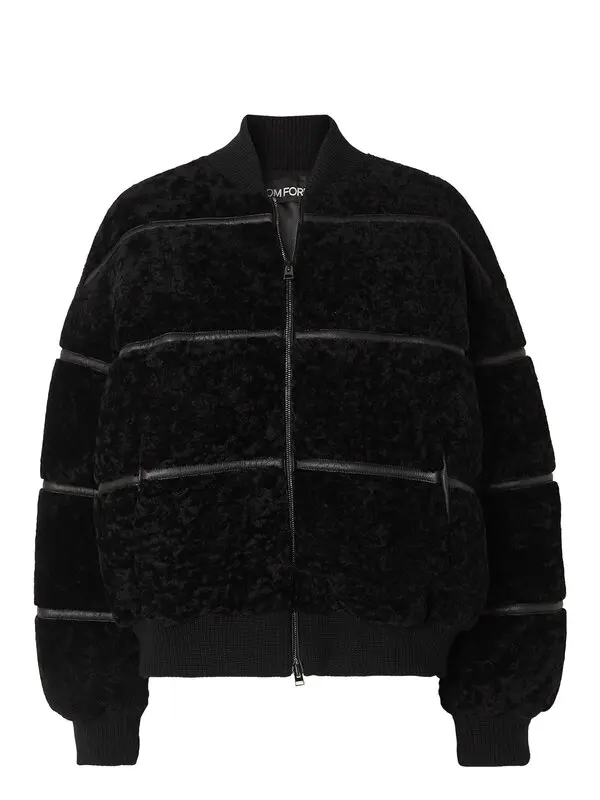 TOM FORD Quilted Wool Jacket With Leather Trims - Black