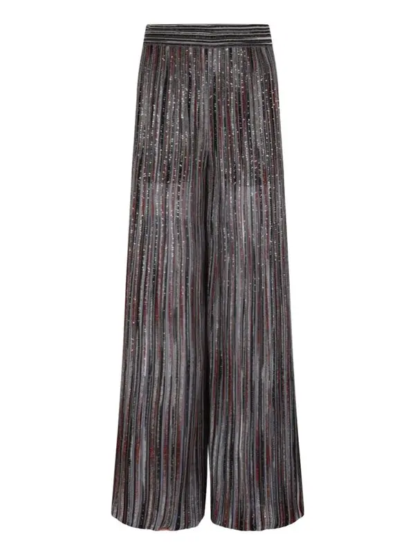 Missoni Wide-leg Striped Knitted Trousers - Black