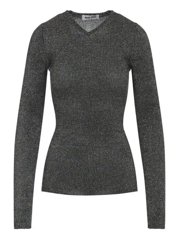 Miu Miu Lurex V-neck Jumper - Iris
