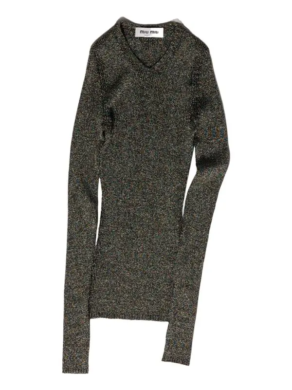 Miu Miu Lurex V-neck Jumper - Irises