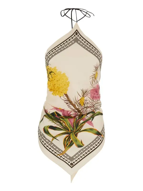 Blumarine Sleeveless Halterneck Top With Floral Print - Multi-color
