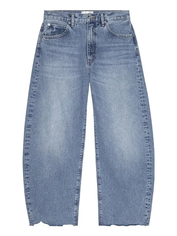 FRAME The Bubble Crop Barrel Jeans - Blue